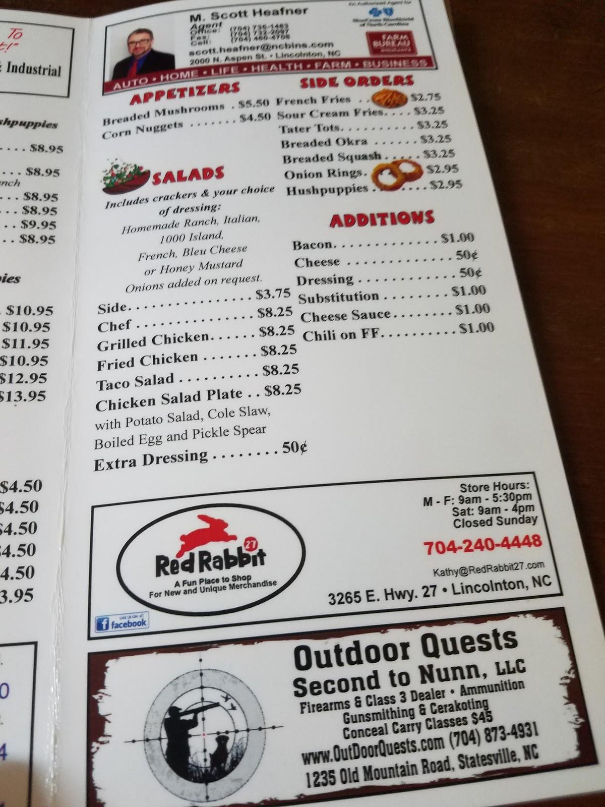 Menu at Chuckwagon Grill restaurant, Lincolnton