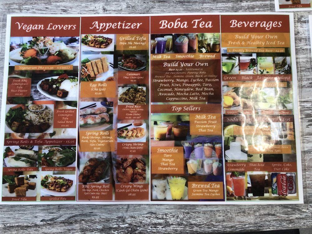 Menu at Dragon Pho restaurant, Coral Springs
