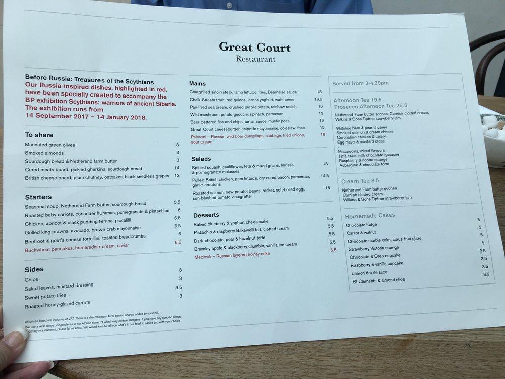 Menu at Court Cafe, London, Great Russell St