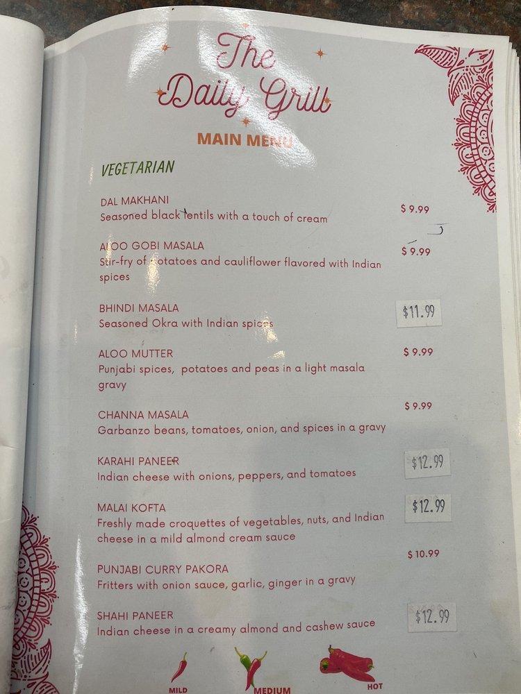 Menu at DAILY GRILL INDIAN RESTAURANT, Napoleon