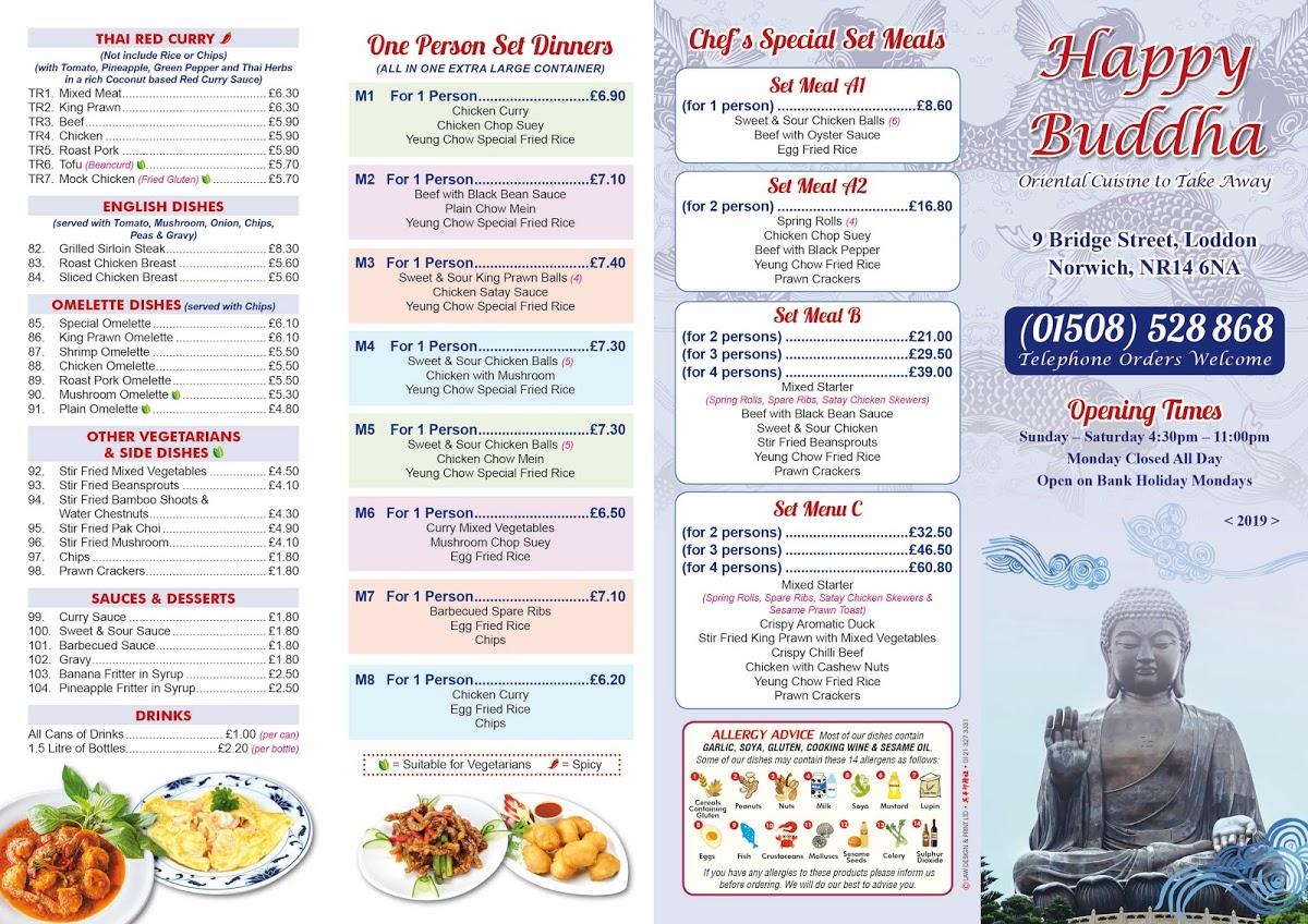 Menu at Happy Buddha fast food, Loddon