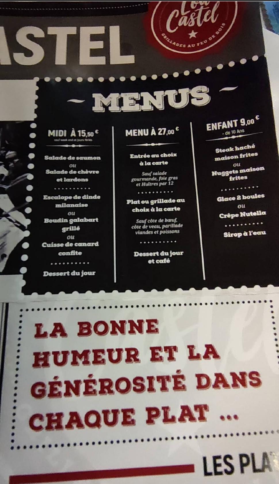 Menu at Lou Castel BBQ, Narbonne