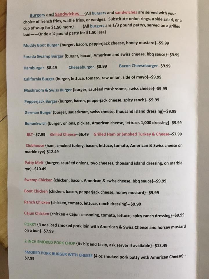 Menu at Muddy Boot pub & bar, Forada