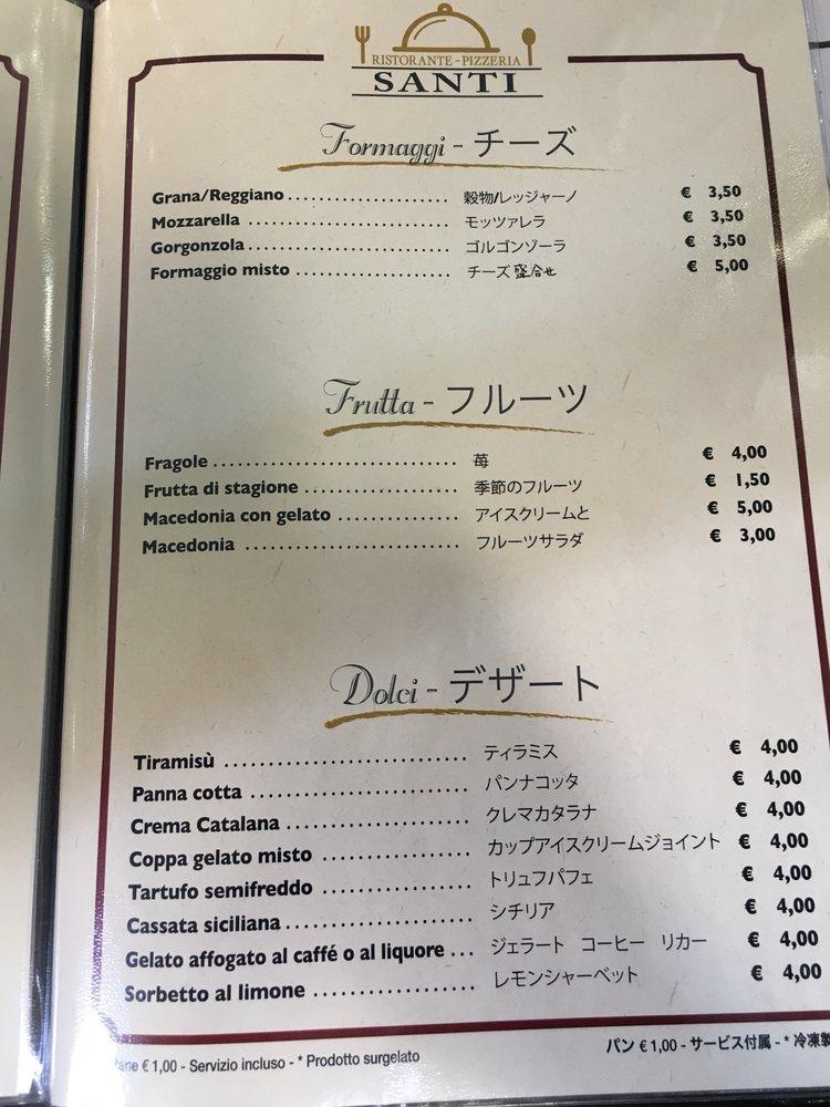 Menu da Ristorante Santi, Roma