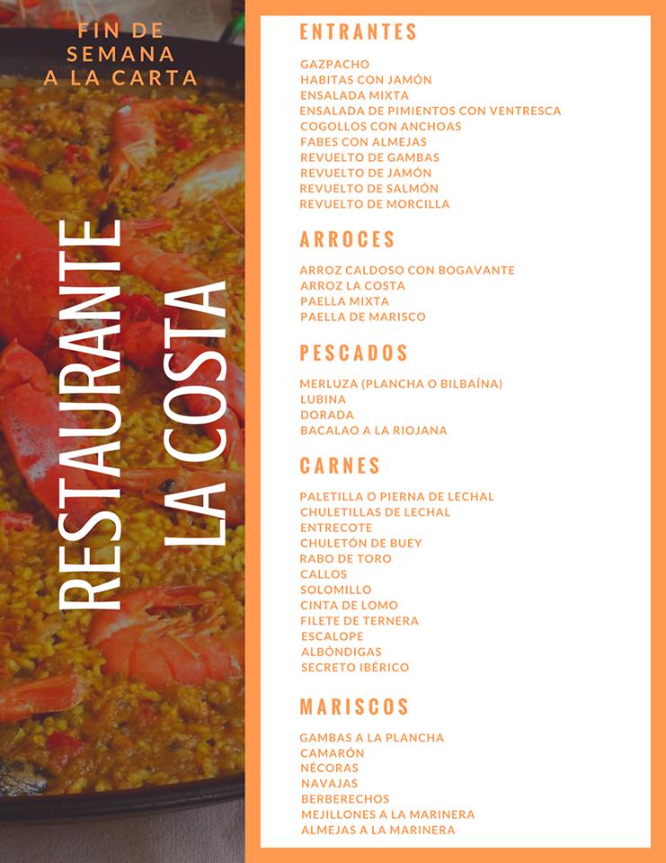 Menu at La Costa pub & bar, Madrid, Av. de Monforte de Lemos