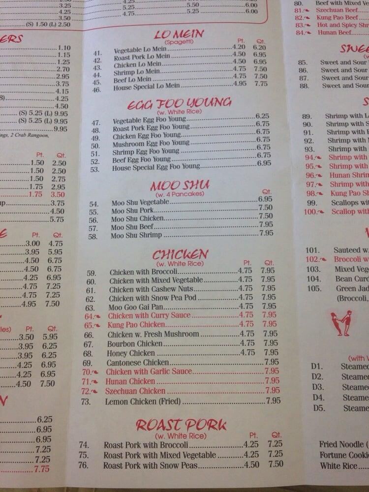 Menu at Lin's Garden restaurant, Rocky Mount