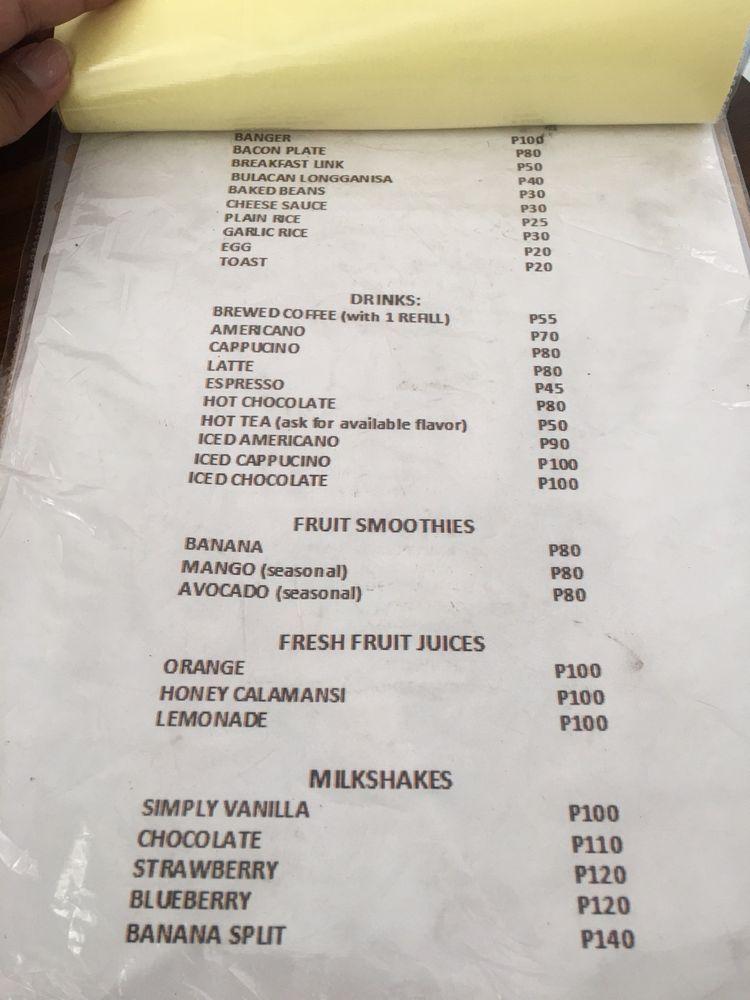 Menu at ZRV Breakfast and Coffee cafe, Angeles