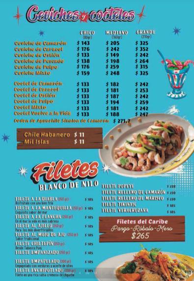 Carta del restaurante El Timón del Cancún ZH, Cancún, Avenida 20 del ...