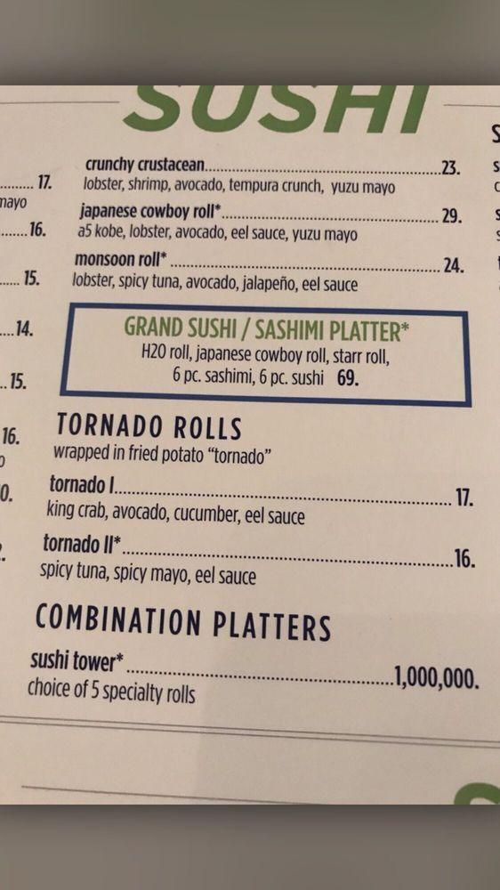 Menu at H2O Seafood & Sushi restaurant, Smithtown