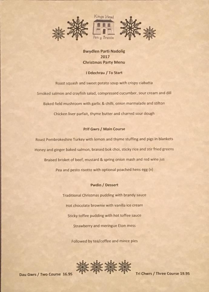 Menu at Kings Head Inn pub & bar, Ammanford