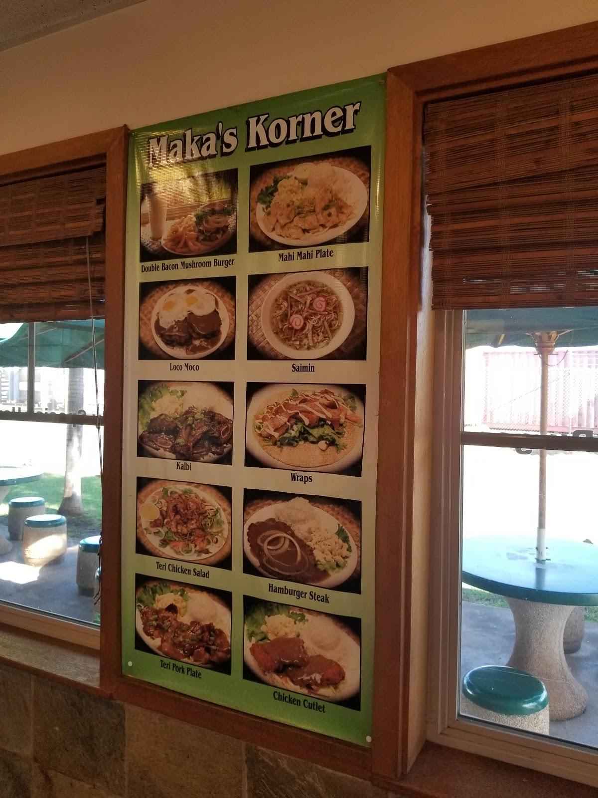 Menu at Maka's Korner fast food, Kaunakakai, 35 Mohala St #6