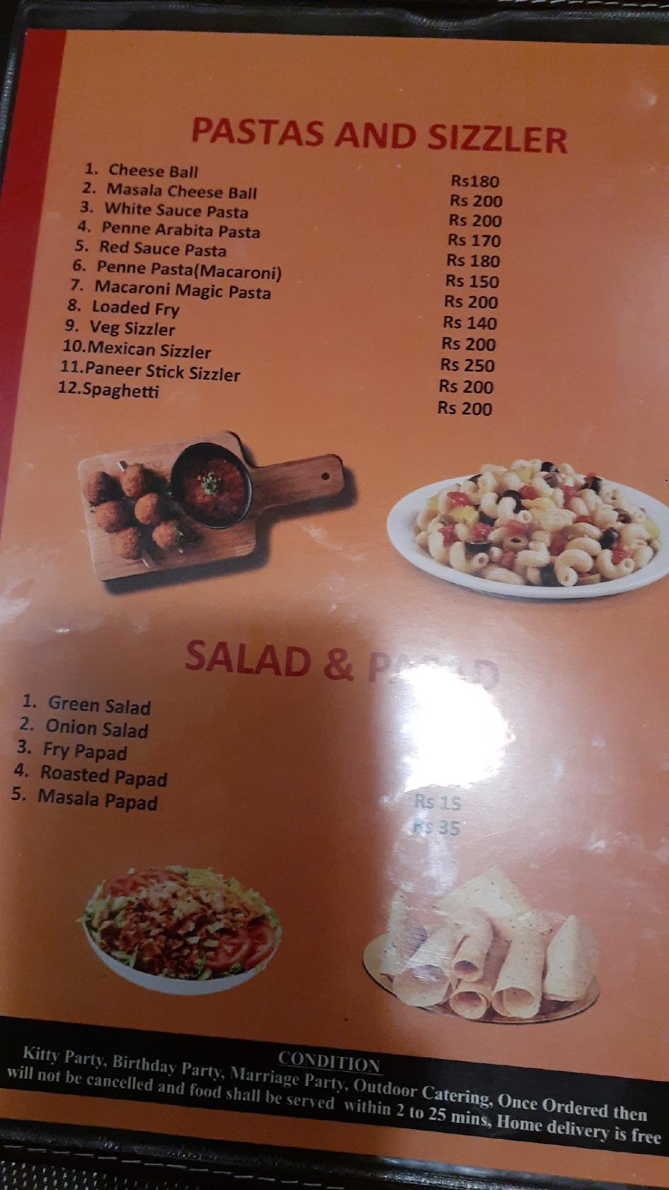 Menu at Mirchi Tadka, Chak Imam Ali