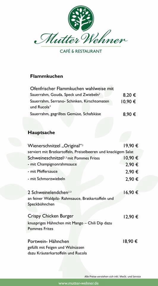 Speisekarte von Gaststätte Mutter Wehner restaurant, Oer-Erkenschwick ...
