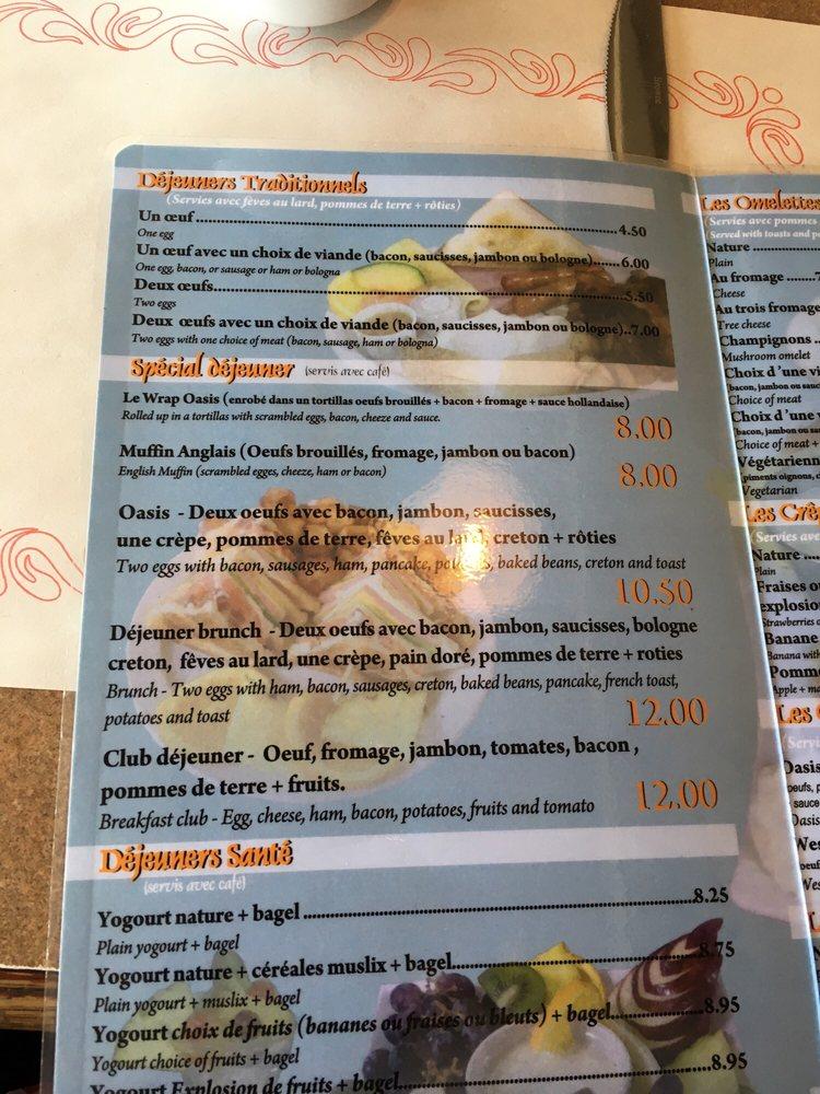 Menu au Resto-Bar le Douglas, Canada