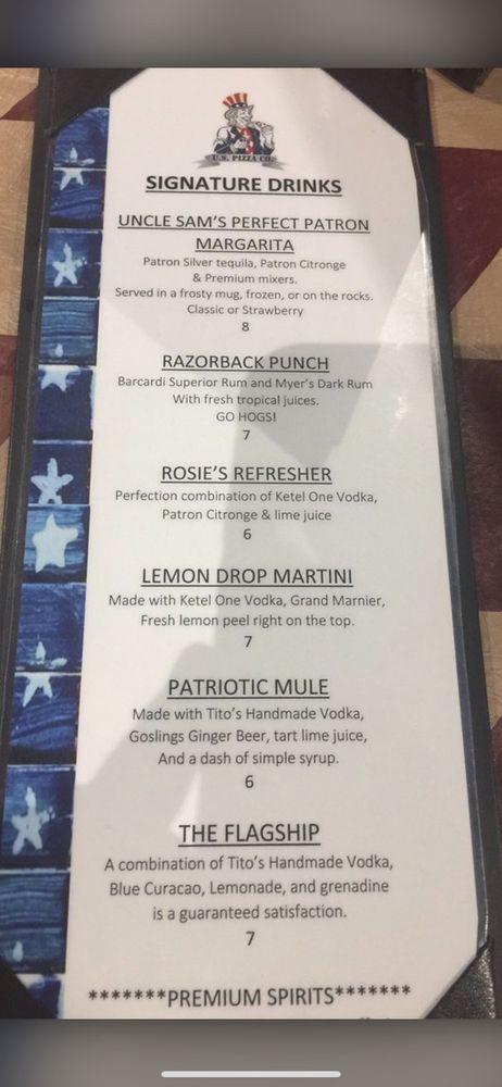 Menu at US Pizza of Springdale pizzeria, Springdale