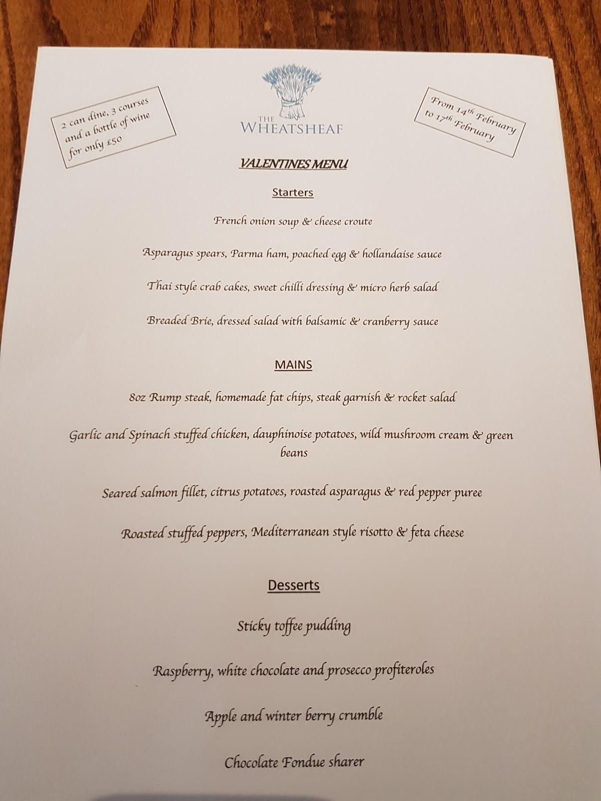 Menu at The Wheatsheaf pub & bar, Leyland