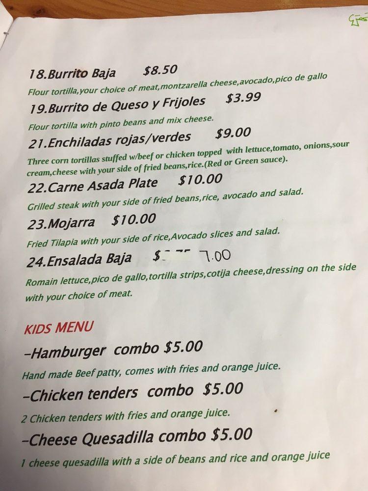 Menu at Las Delicias restaurant, Quincy