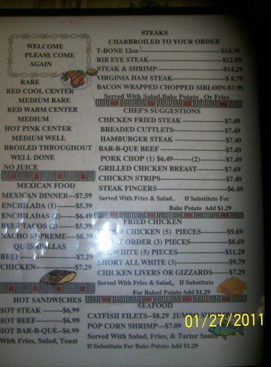 Menu at New Maverick Cafe, Seymour