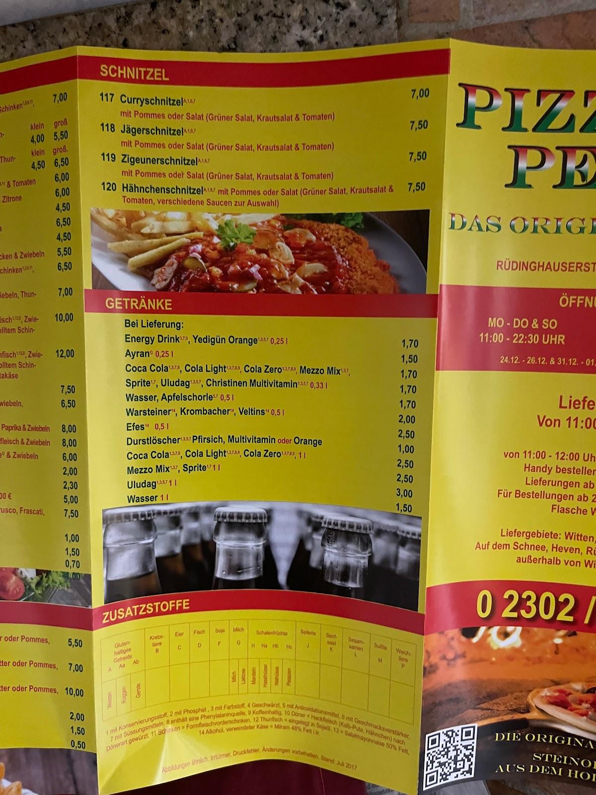 Menu au Pizzeria Peppe, Witten
