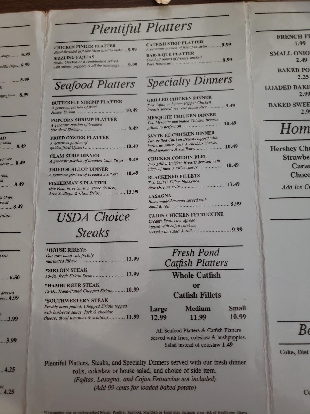Menu at Preston's Restaurant, Lawrenceburg, Hwy 43 S