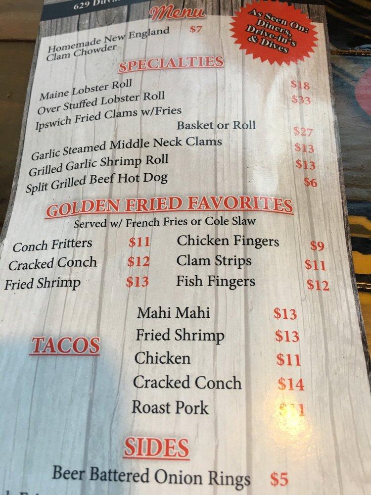 Menu at DJ's Clam Shack restaurant, Key West