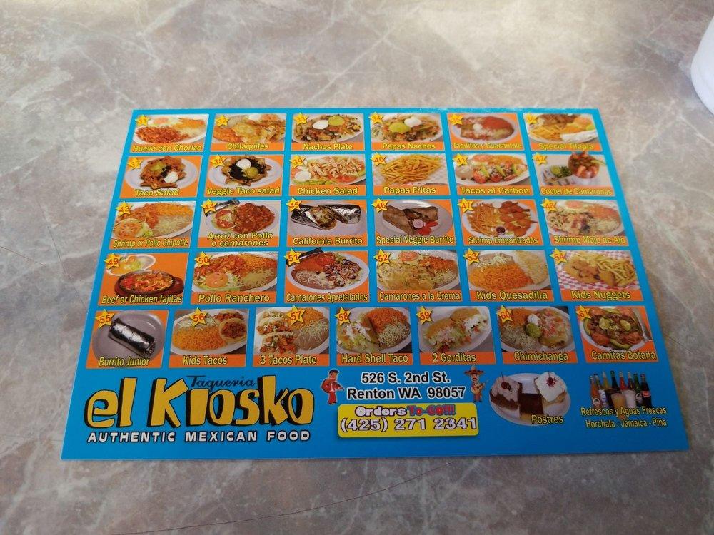 Menu at El Kiosko restaurant, Renton, 526 S 2nd St