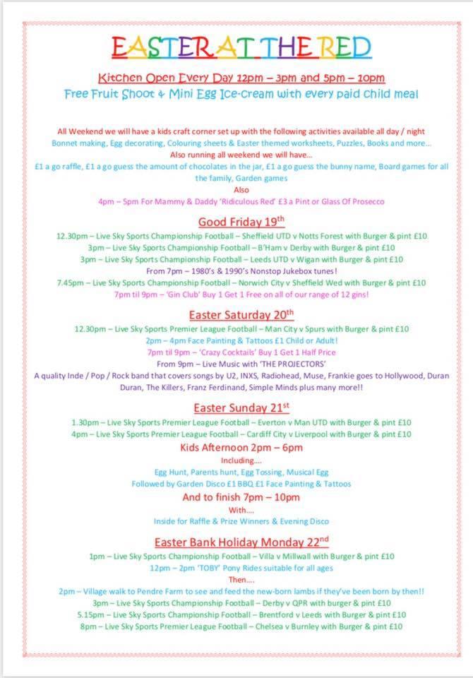 Menu at The Red Lion Llangorse pub & bar, Llangorse