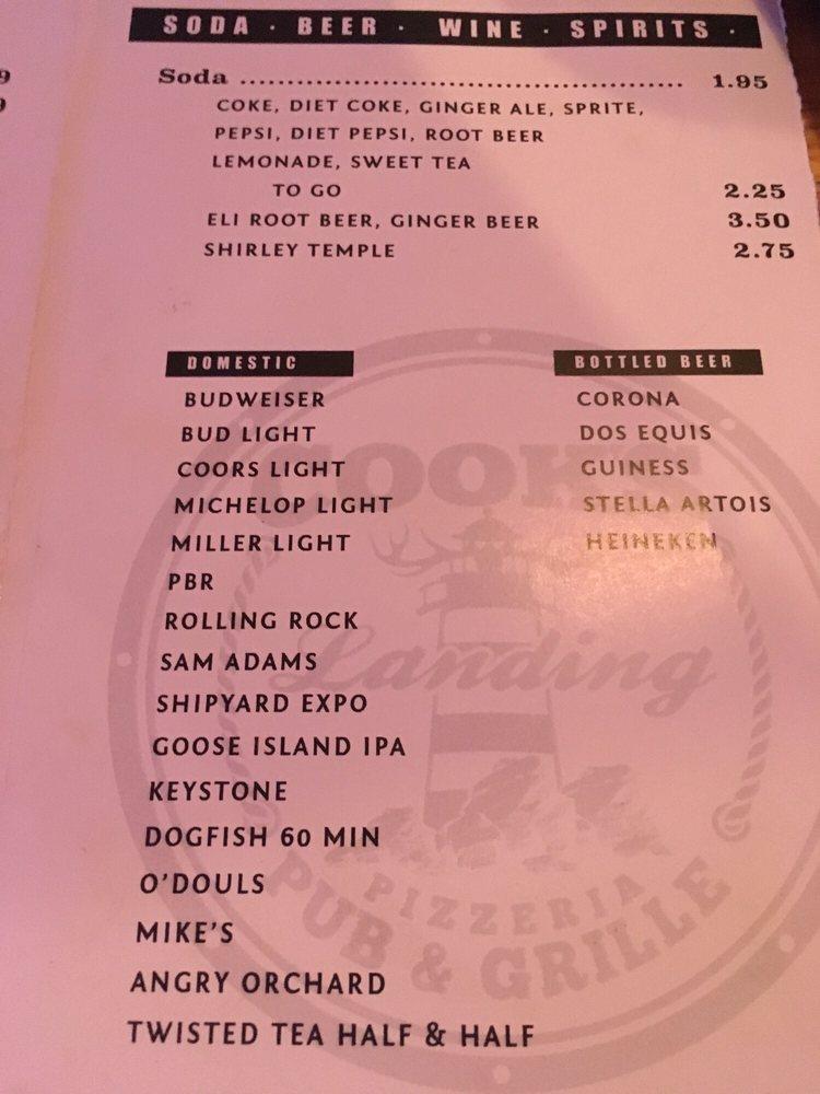 Menu at Cook's Landing Pizzeria & Pub, Edgecomb