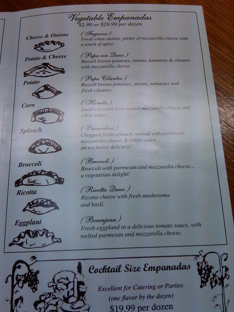 Menu at Empanada's Place restaurant, Los Angeles, Sawtelle Blvd