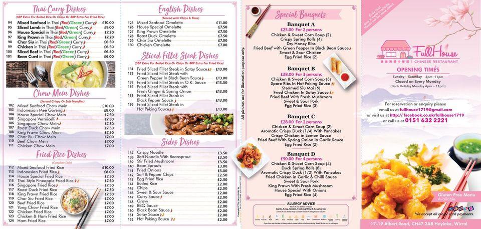 Menu at FullHouse Chinese Restaurant, Meols