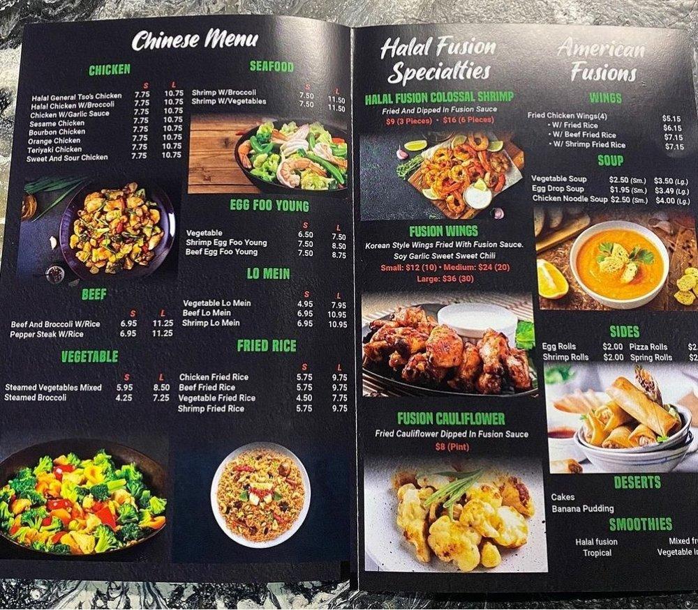 Menu at Halal Fusion Chinese Restaurant, Philadelphia