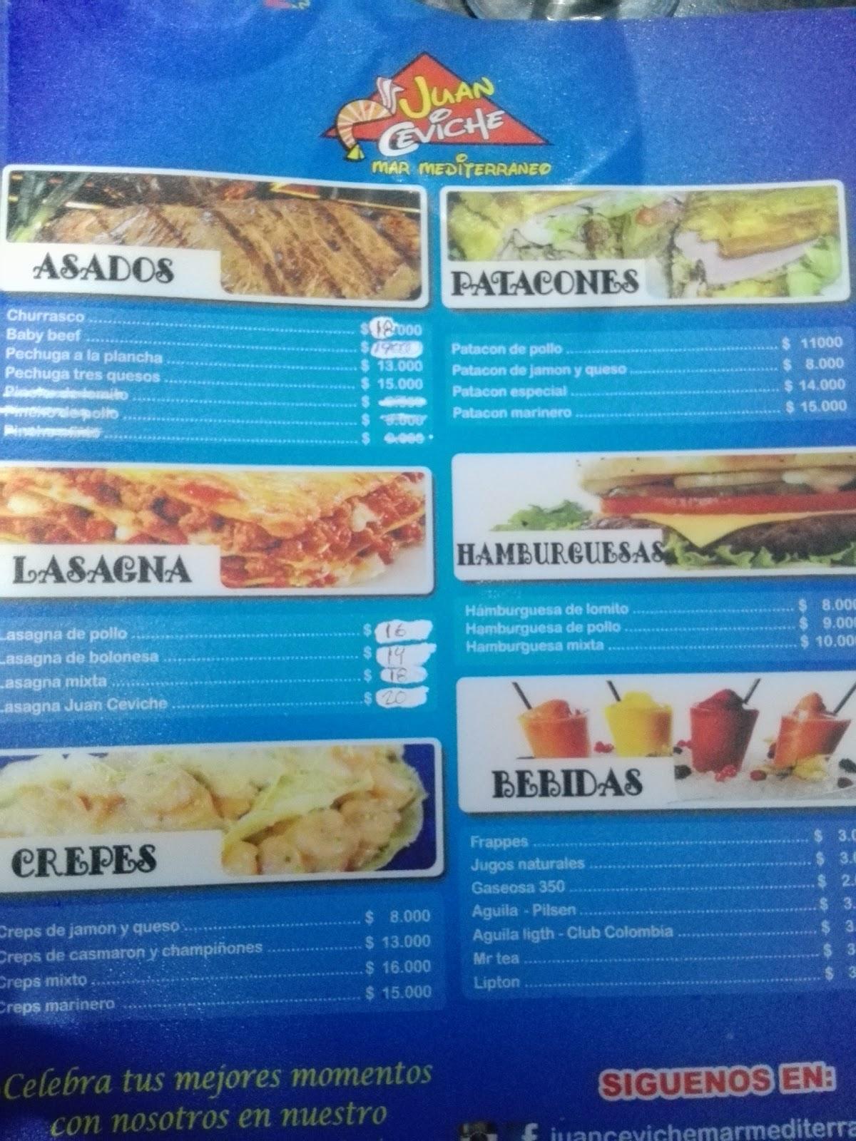 Menu at Juan Ceviche restaurant, Cúcuta, Cl. 17 #130