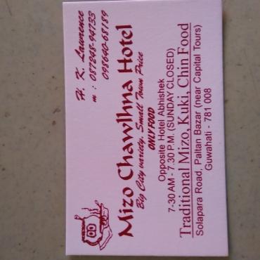 Menu at Mizo Food - Traditional Chin Kuki Mizo Food, Guwahati