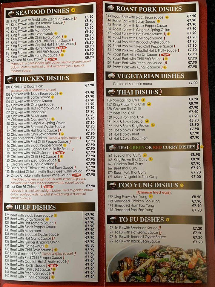 Menu at Seasons Chinese Takeaway fast food, Strokestown