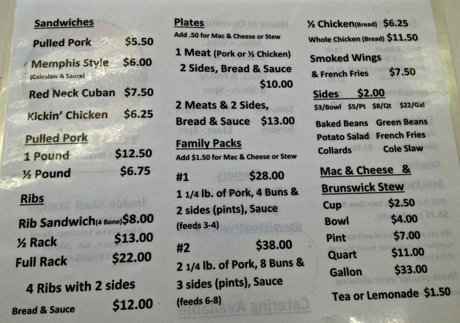 Menu at Tipsy Pig BBQ, Lawrenceville