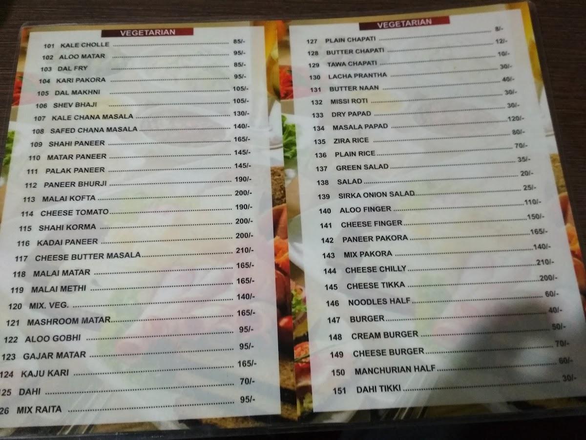 Menu at Gill Dhaba, India, P36X+WCC