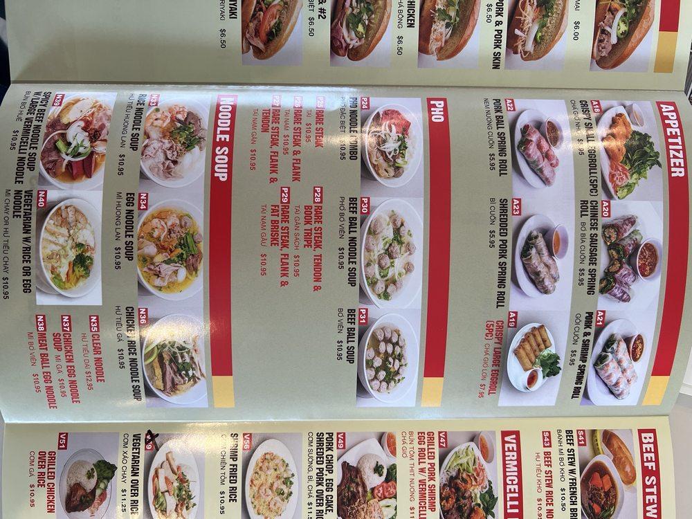 Menu at Huong Lan Sandwiches restaurant, Folsom