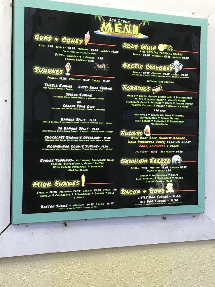 Menu at Surfin' Turtle Ice Cream Shoppe, Satellite Beach, Florida A1A