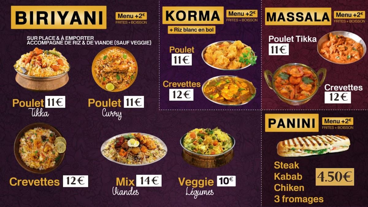 Carta del restaurante Bengal tandoori, Avinon