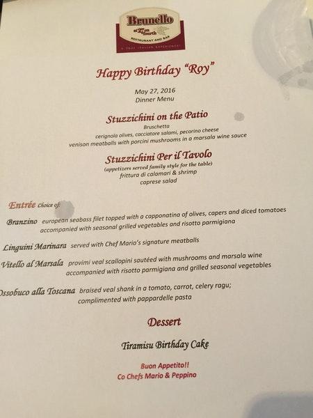 Menu at Brunello At 27 On Fourth restaurant, Collingwood