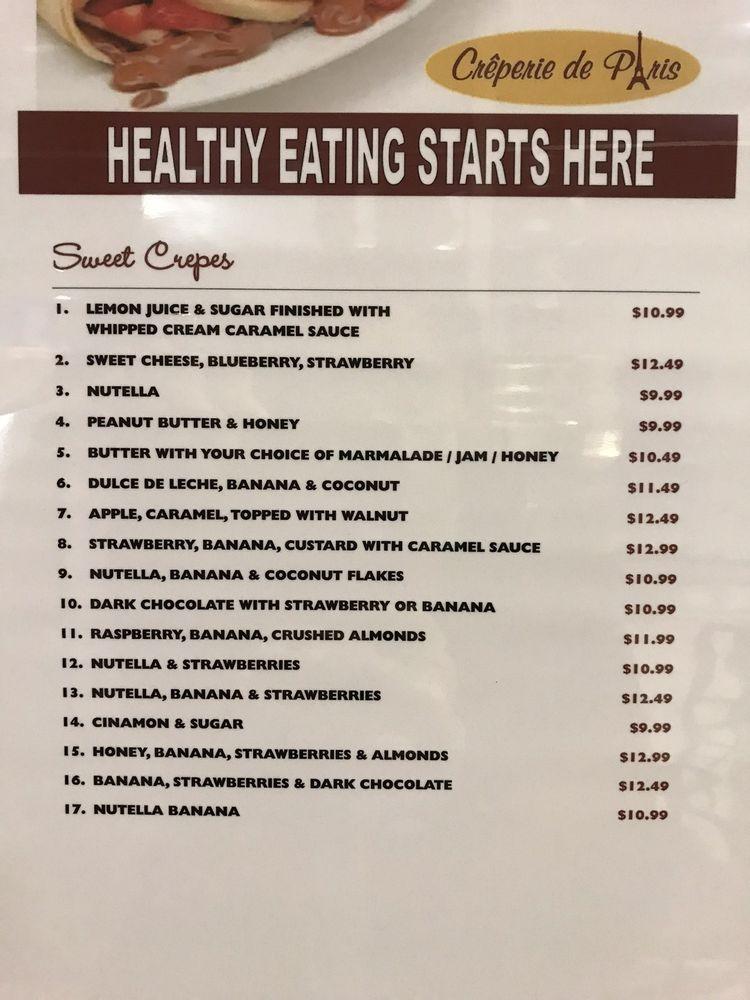 Menu at Creperie de Paris restaurant, Redmond, 166th Ave NE # F145