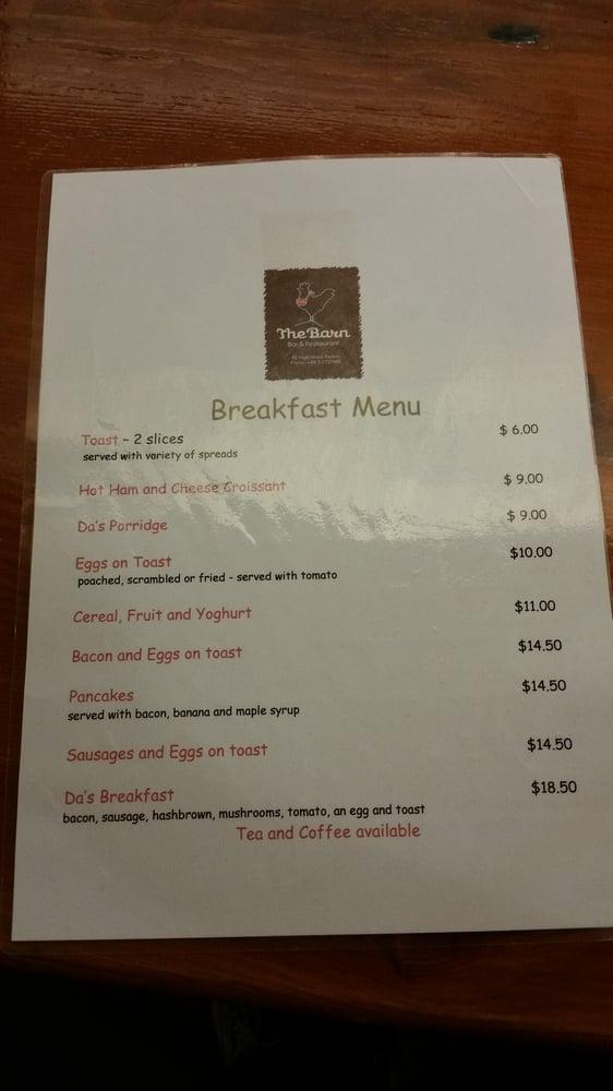 Menu at The Barn Bar & Grill, Picton