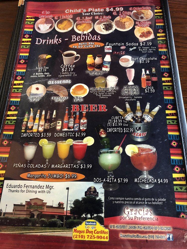 Menu at La Parrilla Mexican Restaurant, San Antonio, Tezel Rd