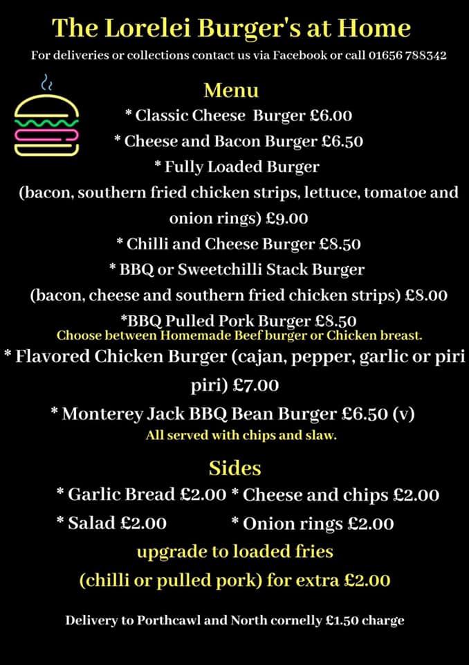 Menu at Lorelei Hotel pub & bar, Porthcawl