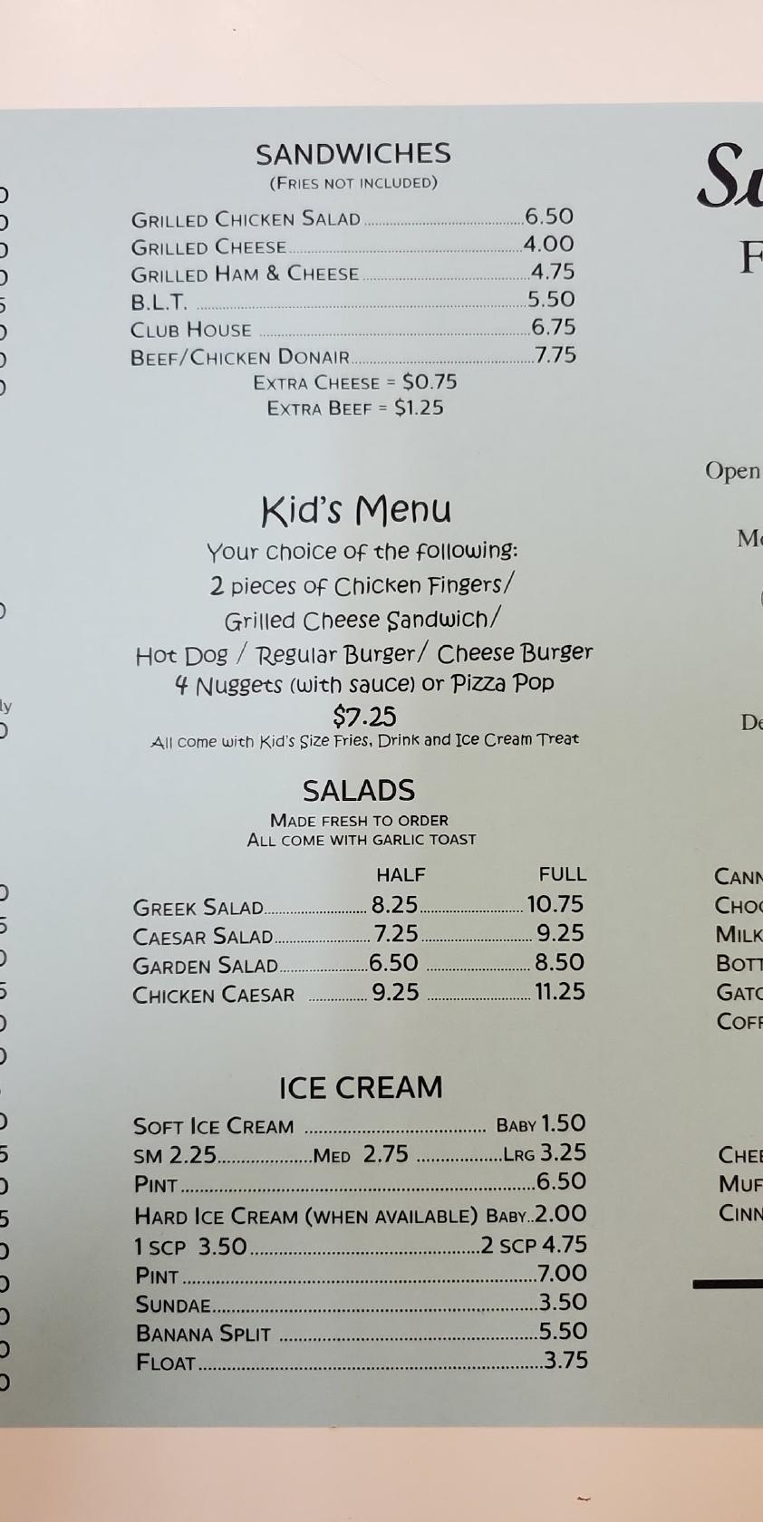 Menu at Sweet Queen Family Restaraunt pizzeria, Nanton