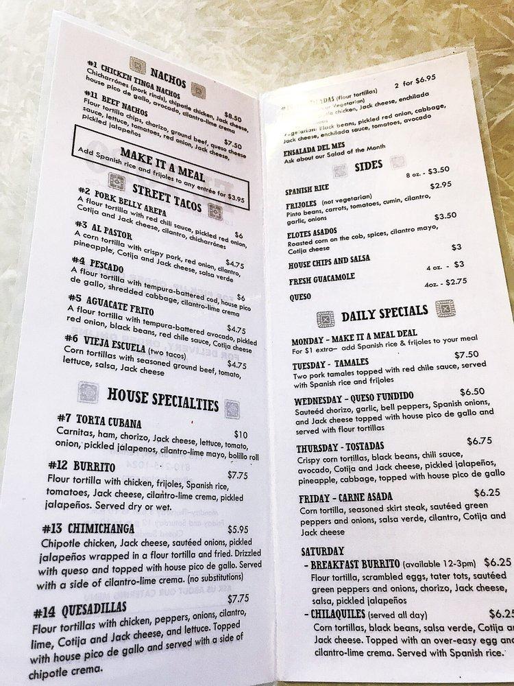 Menu at El Topo desserts, Fenton
