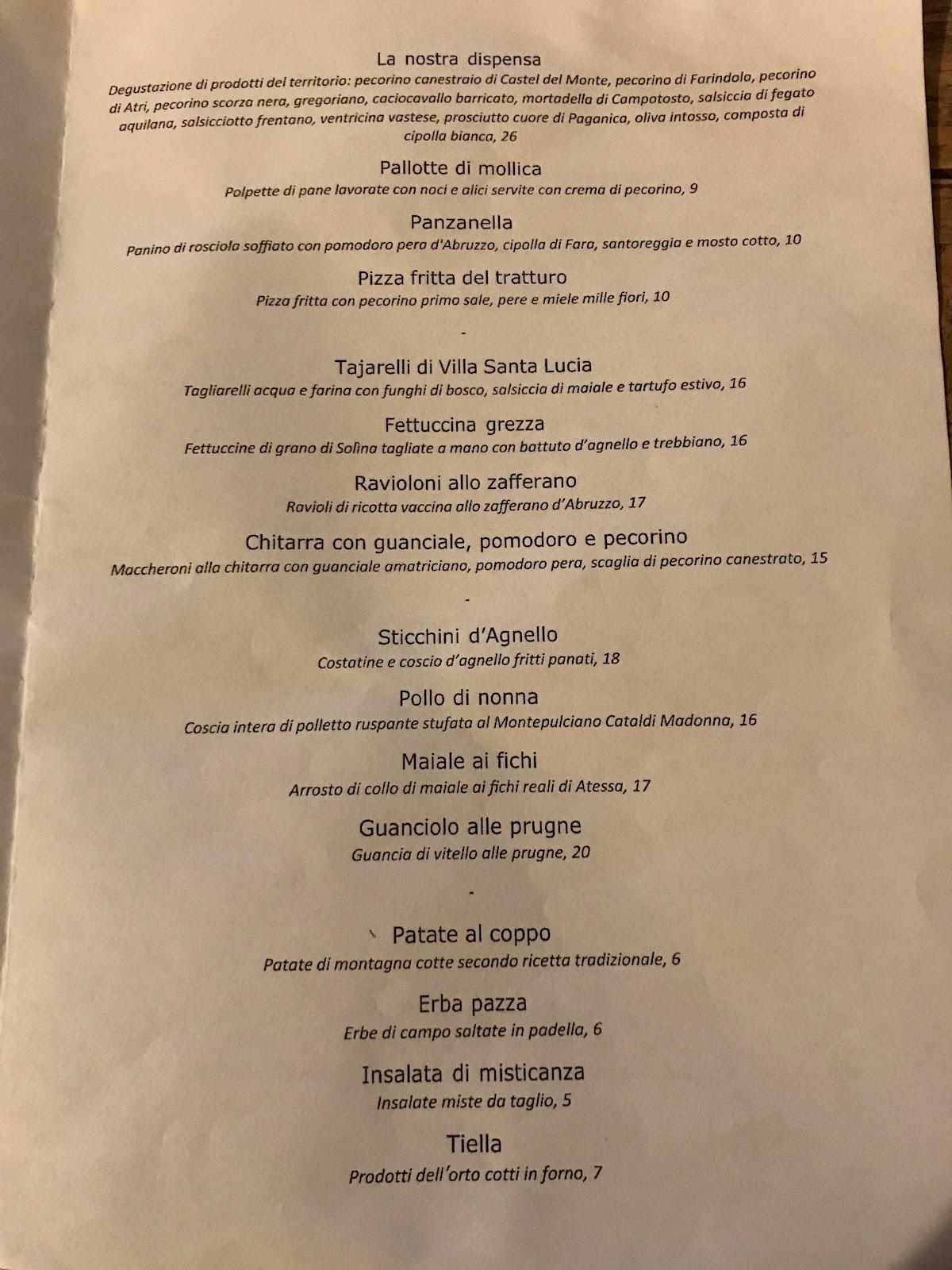 Menu at Locanda Sotto Gli Archi - Albergo Sextantio restaurant, Santo ...