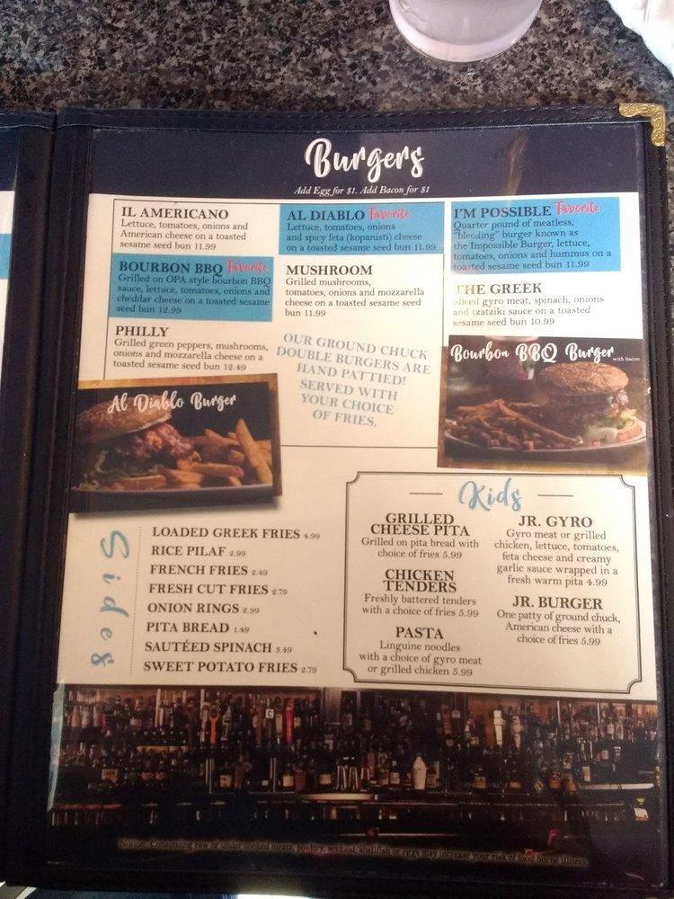 Menu at Opa Grill & Tavern restaurant, Delaware, 18 S Sandusky St