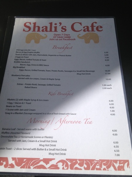 Menu at Shali's Cafe, Montville, 176 Main St
