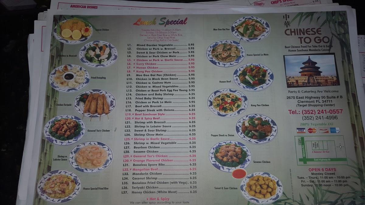 Menu at Chinese To Go restaurant, Clermont